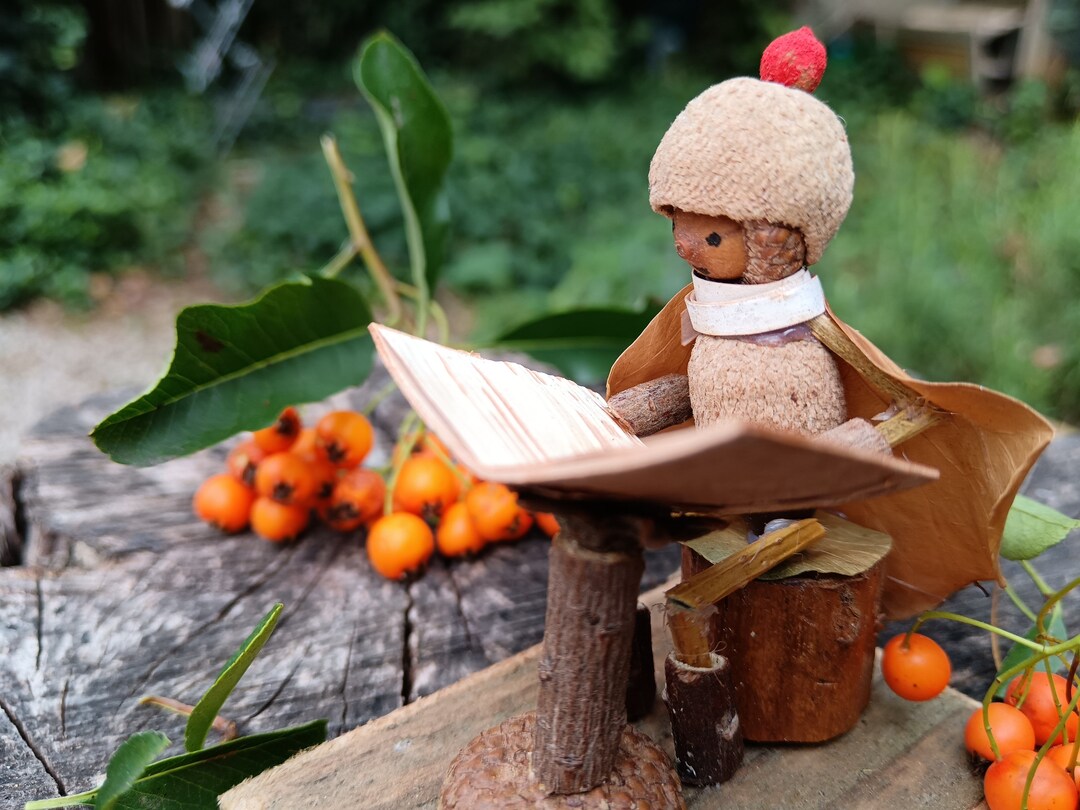 Medieval Scholar Acorn Elf - Nature-inspired Figurine - Etsy