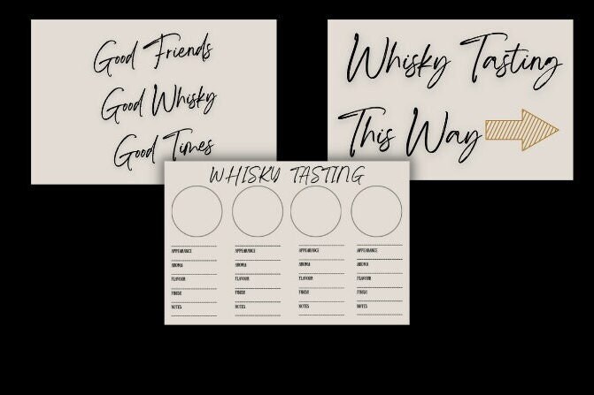 Whisky Tasting Flight Mat & Whisky Signs Instant Download | Etsy
