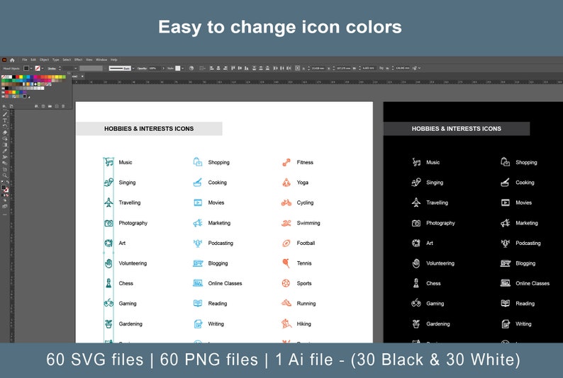 Hobby Icons, Resume Icons, in SVG and PNG to Use in Your Daily Planner ...