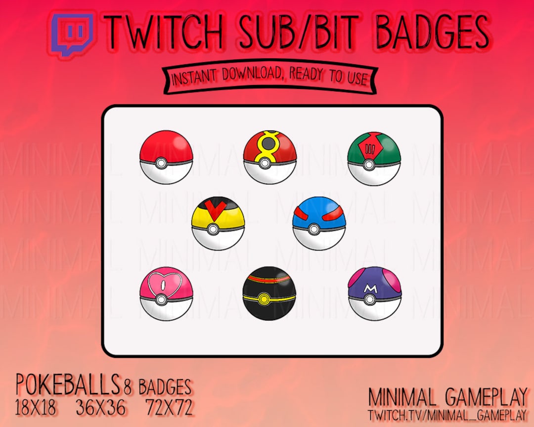 Pokeball Twitch Badges Twitch Sub Badges Twitch Bit Badges Pokemon - Etsy