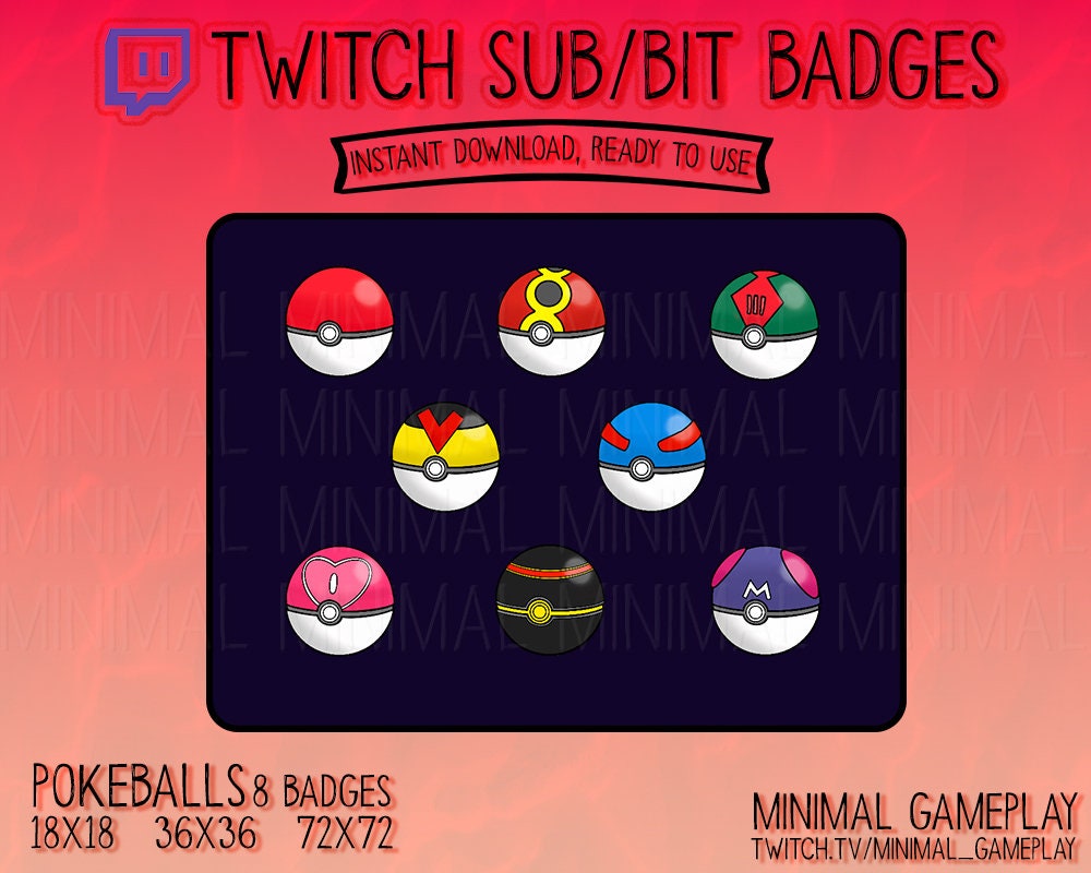 Pokeball Twitch Badges Twitch Sub Badges Twitch Bit Badges Pokemon - Etsy