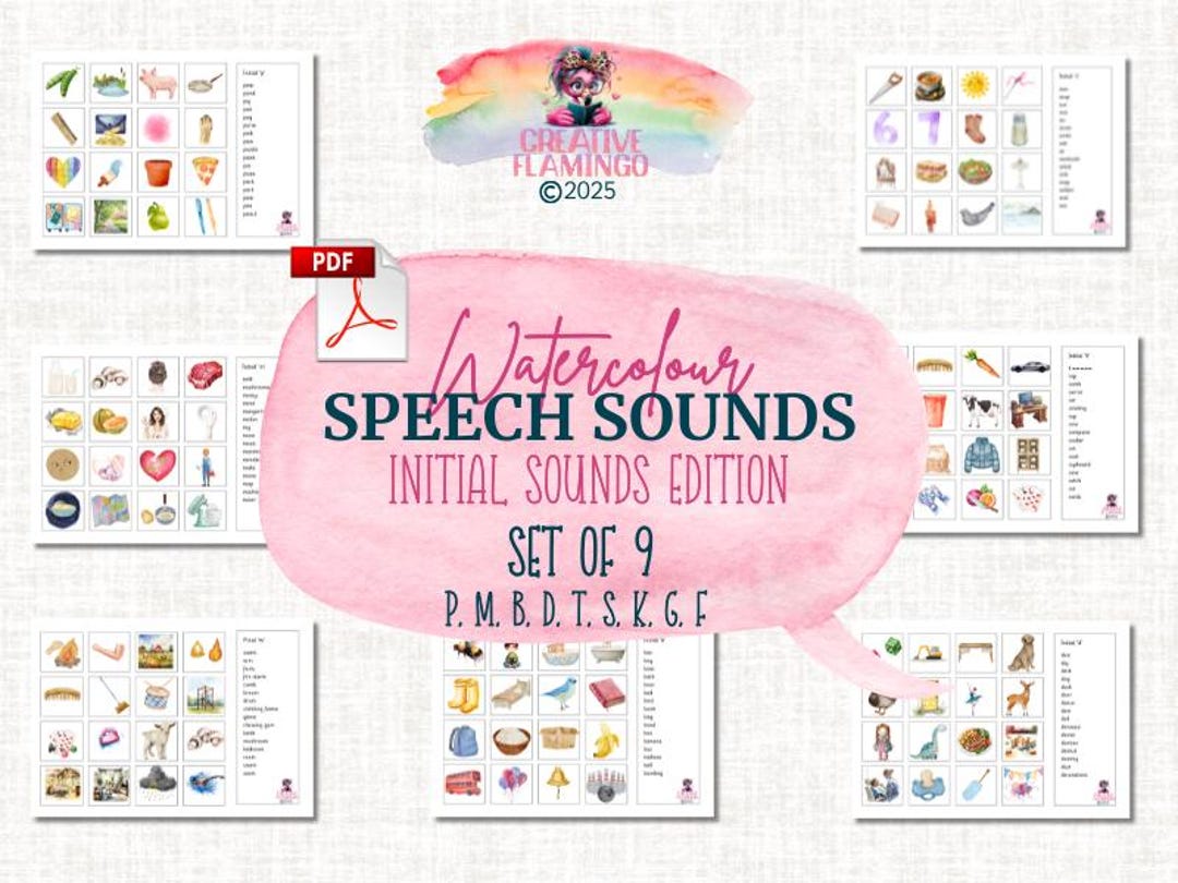 Watercolour Speech Sounds Flashcards: Initial Sounds Phonics (digital ...