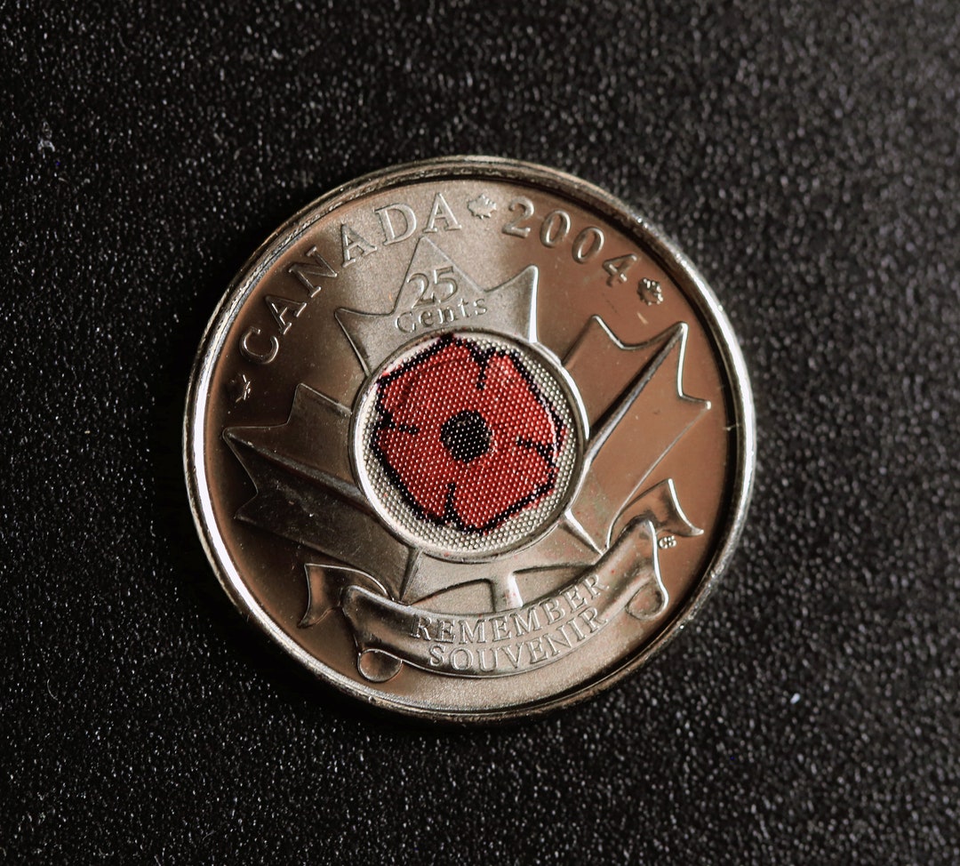 2004 Canada Remembrance Day Red Poppy 25-cents Coin UNC - Etsy