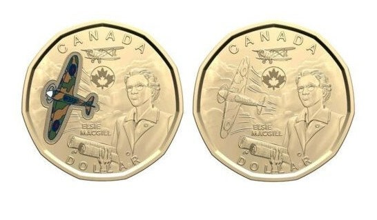 Canada 2023 Elsie Macgill BU UNC Colourized & Non Colored Loonie Set - Etsy