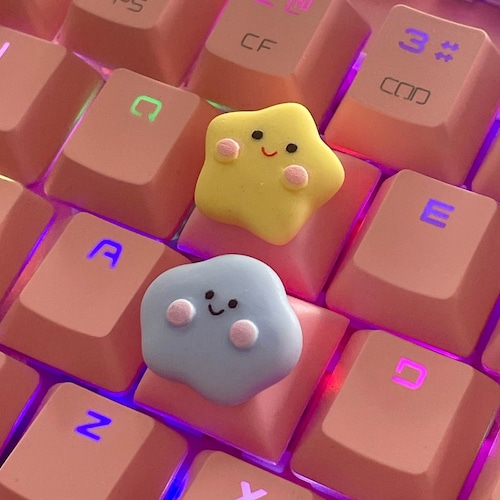 BUNDLE Artisan Cute Night Sky Keycaps Cloud Star Kawaii - Etsy