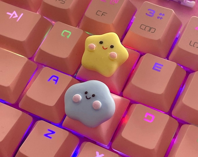 Cute Artisan Keycap Rain Cloud, Kawaii, Pink, Resin, Gamer Setup ...