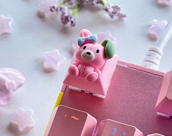 Cute Artisan Keycap Pizza, Kawaii, Pink, Resin, Gamer Setup, Cherry MX ...