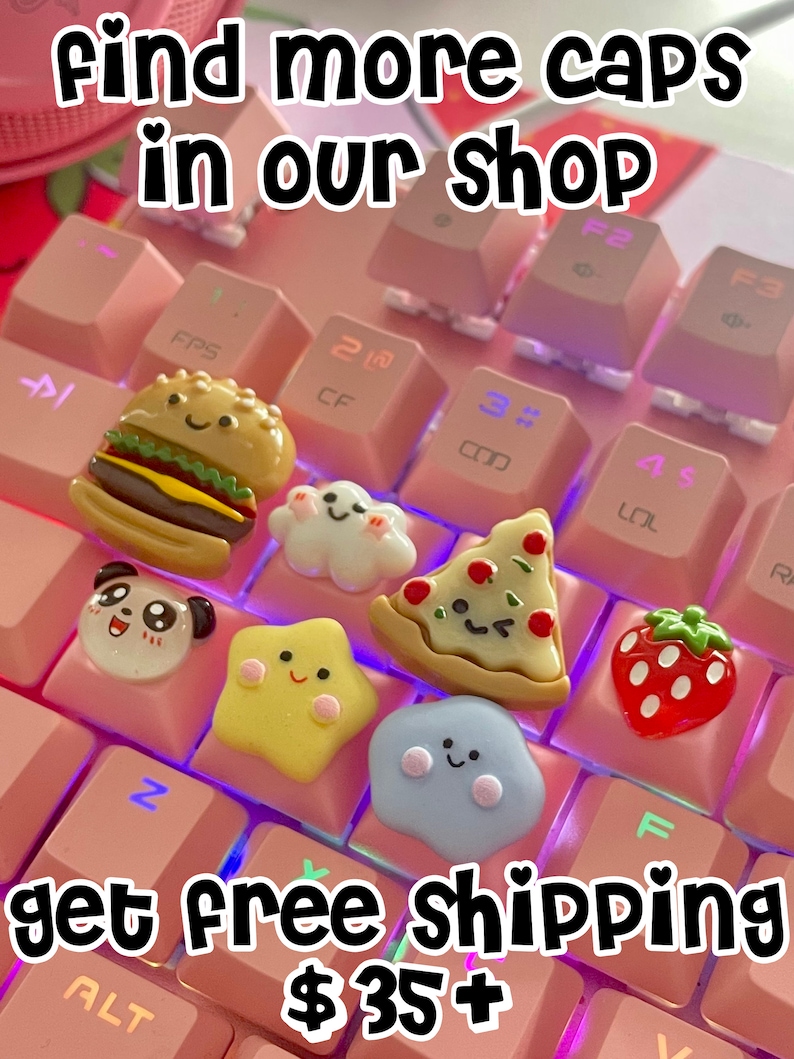 Cute Artisan Keycap Rain Cloud, Kawaii, Pink, Resin, Gamer Setup ...