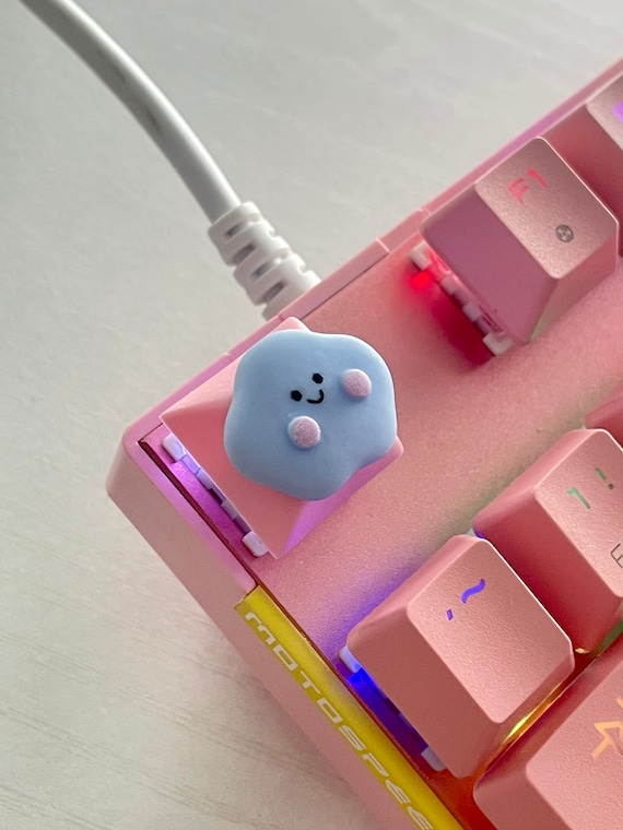 Cute Artisan Keycap Rain Cloud Kawaii Pink Resin Gamer | Etsy