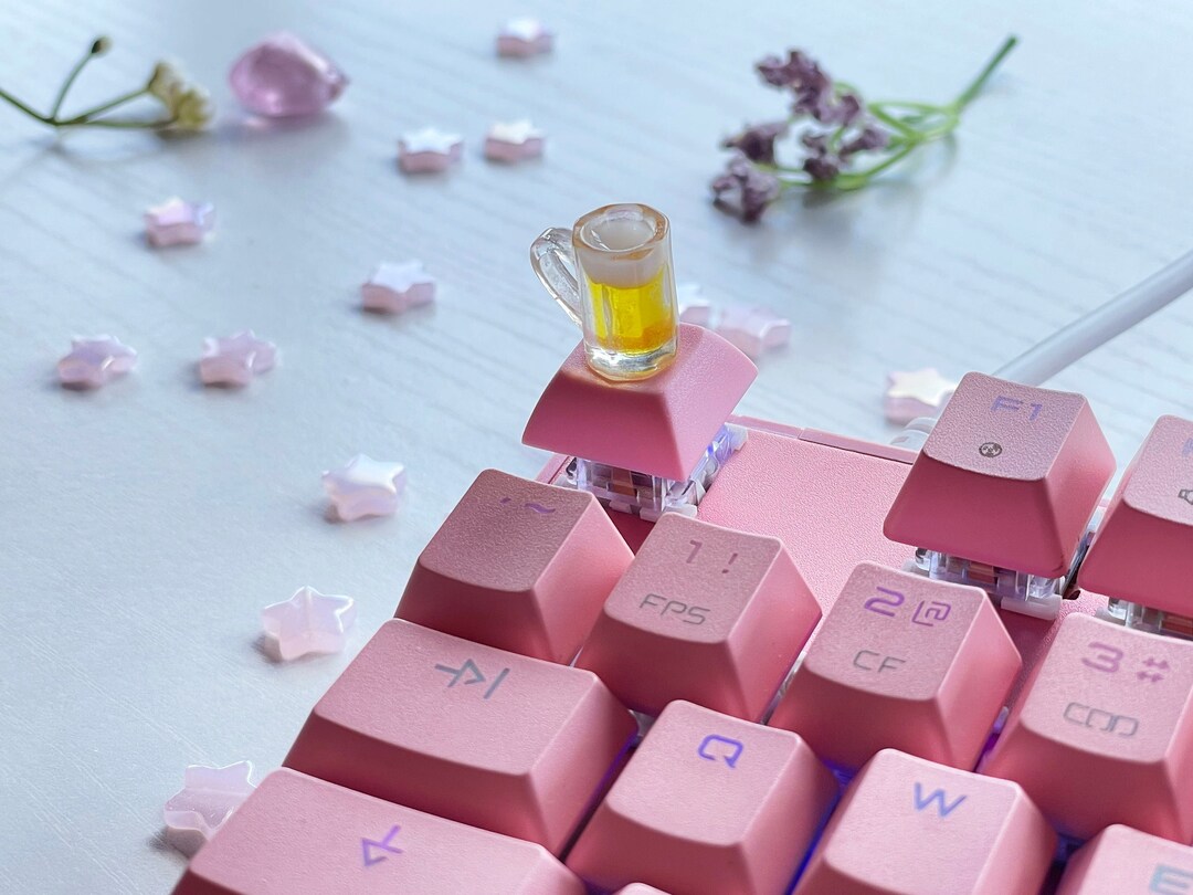 Cute Artisan Keycap Beer, Alcohol, Kawaii, Pink, Resin, Gamer Setup ...