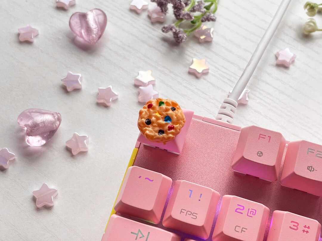 Cute Artisan Keycap Cookie, Candy, Kawaii, Pink, Resin, Gamer Setup ...