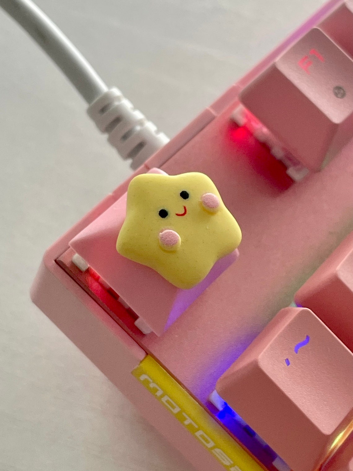 BUNDLE Artisan Cute Night Sky Keycaps, Cloud, Star, Kawaii, Pink, Resin ...