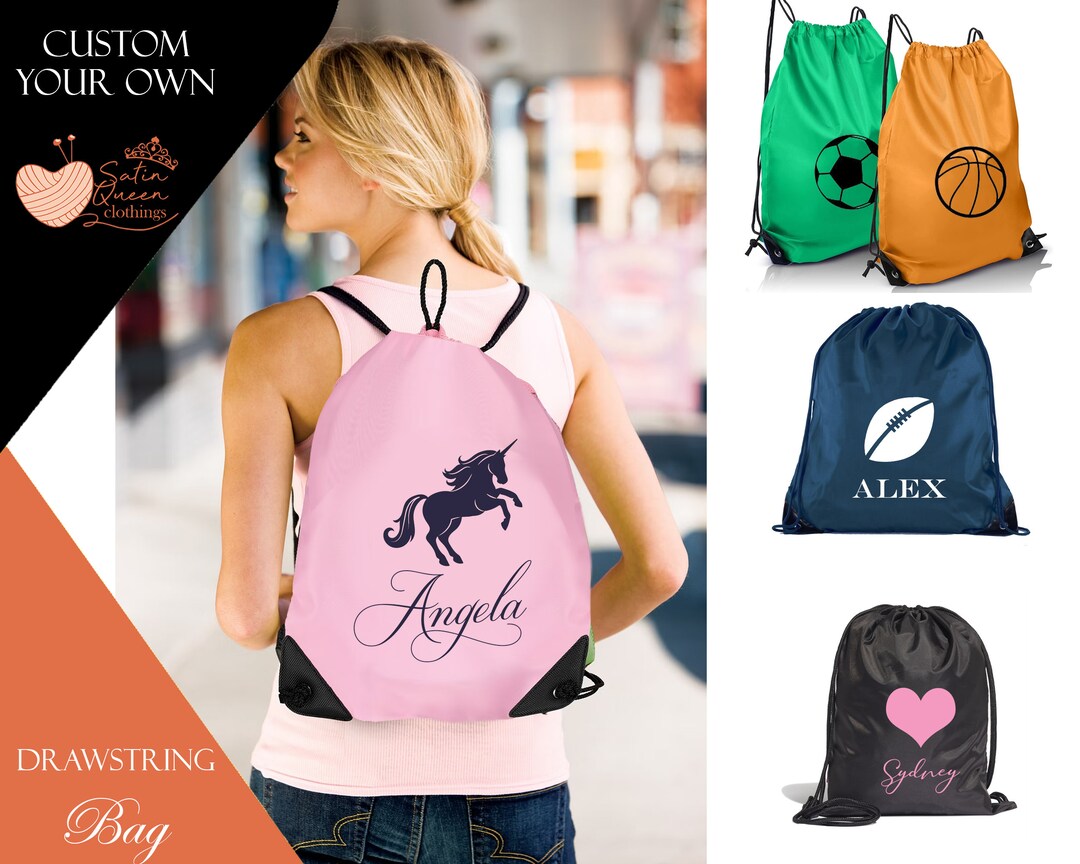 Personalized Name Drawstring Bag Customize Drawstring Custom Gym Drawstring Bag Bridal Party ...