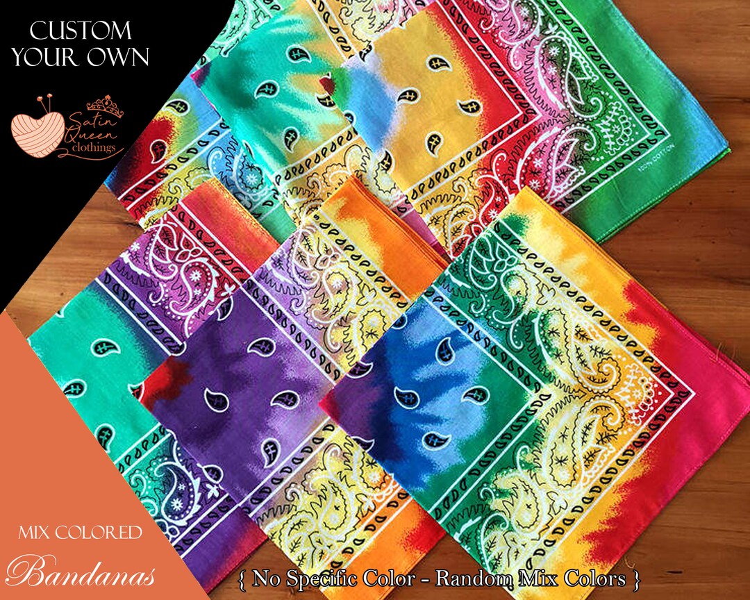 Multicolor Tie Dye Bandana , Hip Hop Paisley Bandana, Square Scarf Head ...