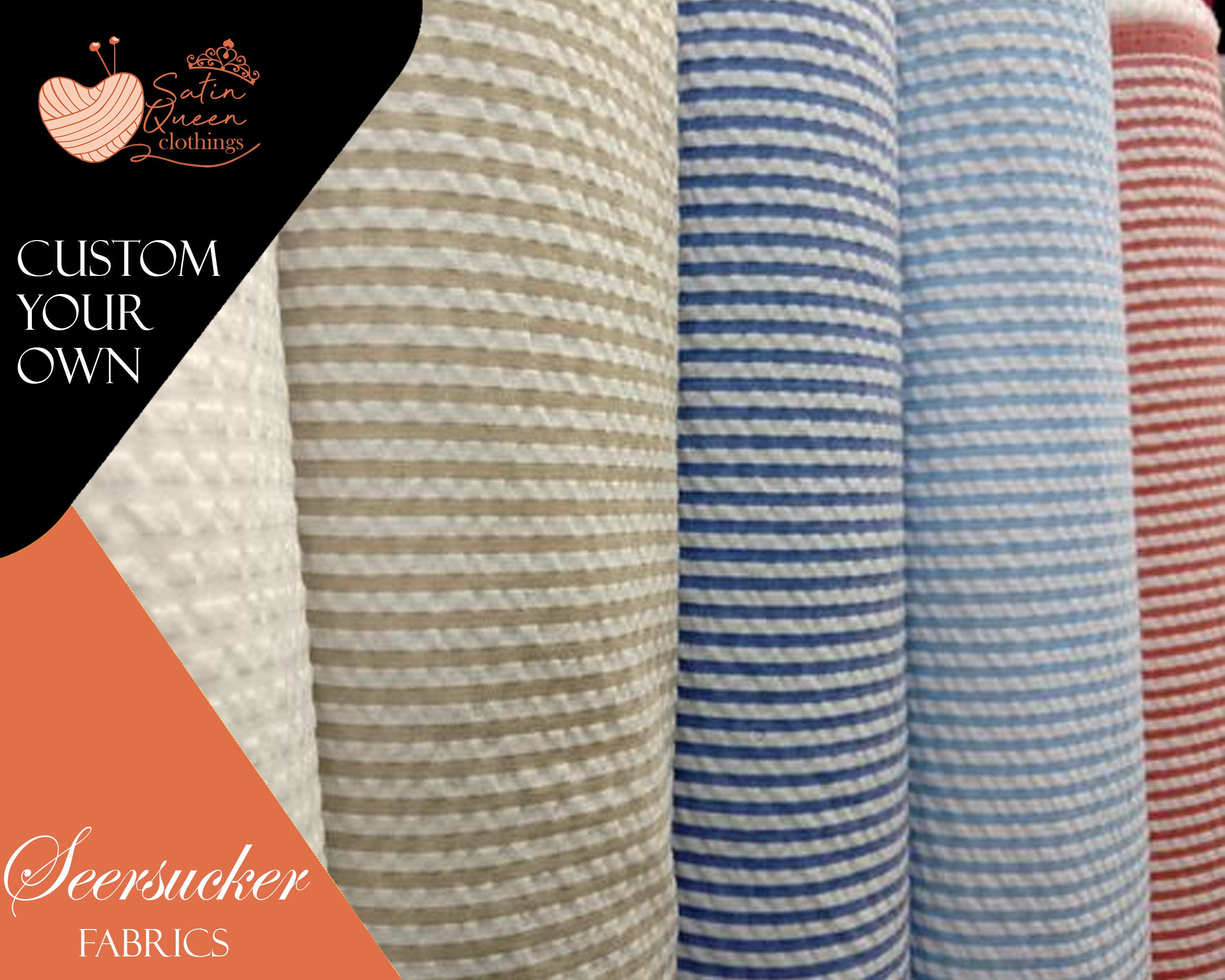 Seersucker Fabric By The Yard Half Yard Many Colors Designer Etsy