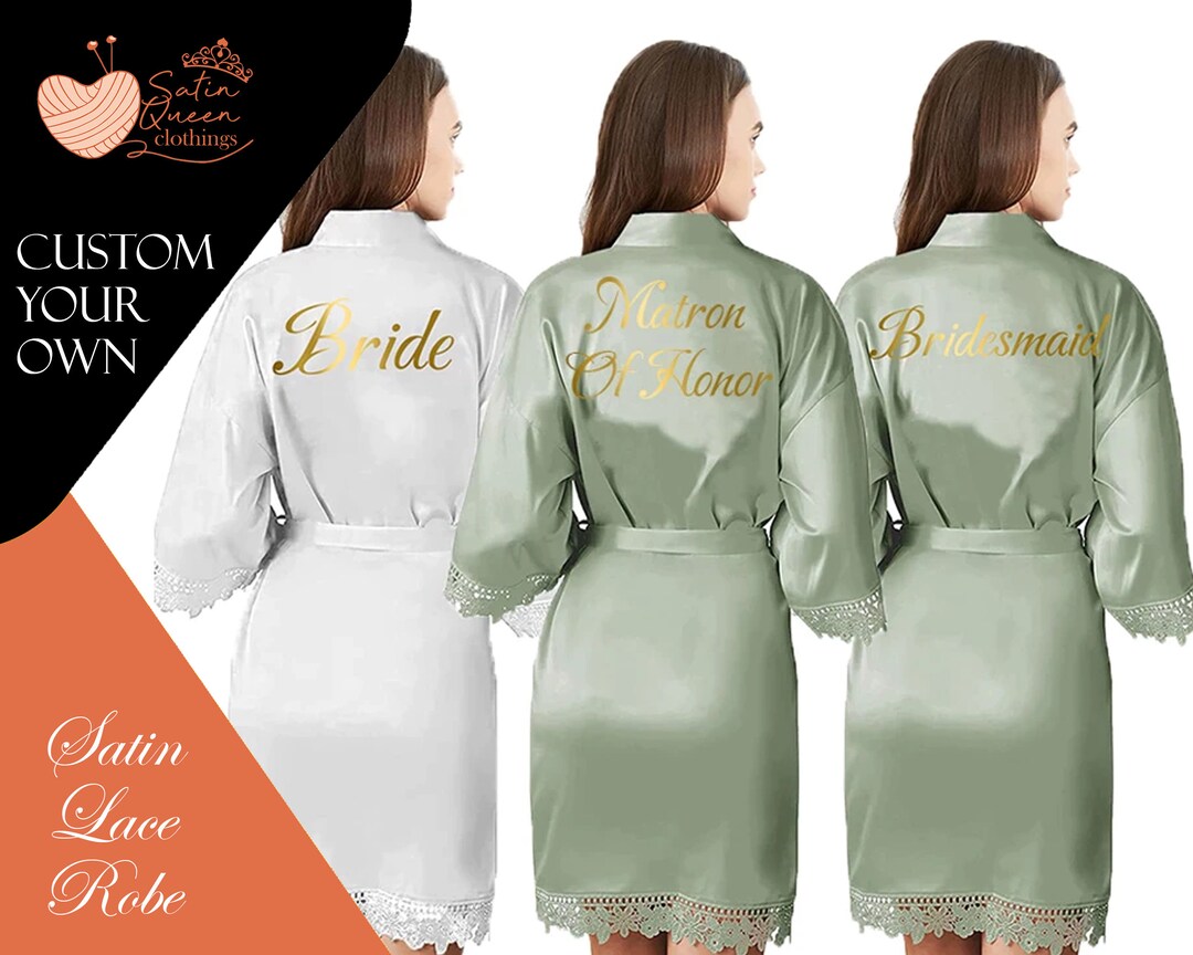 Bridal Lace Robes Customized Lace Robes Personalized Satin Lace Robes ...