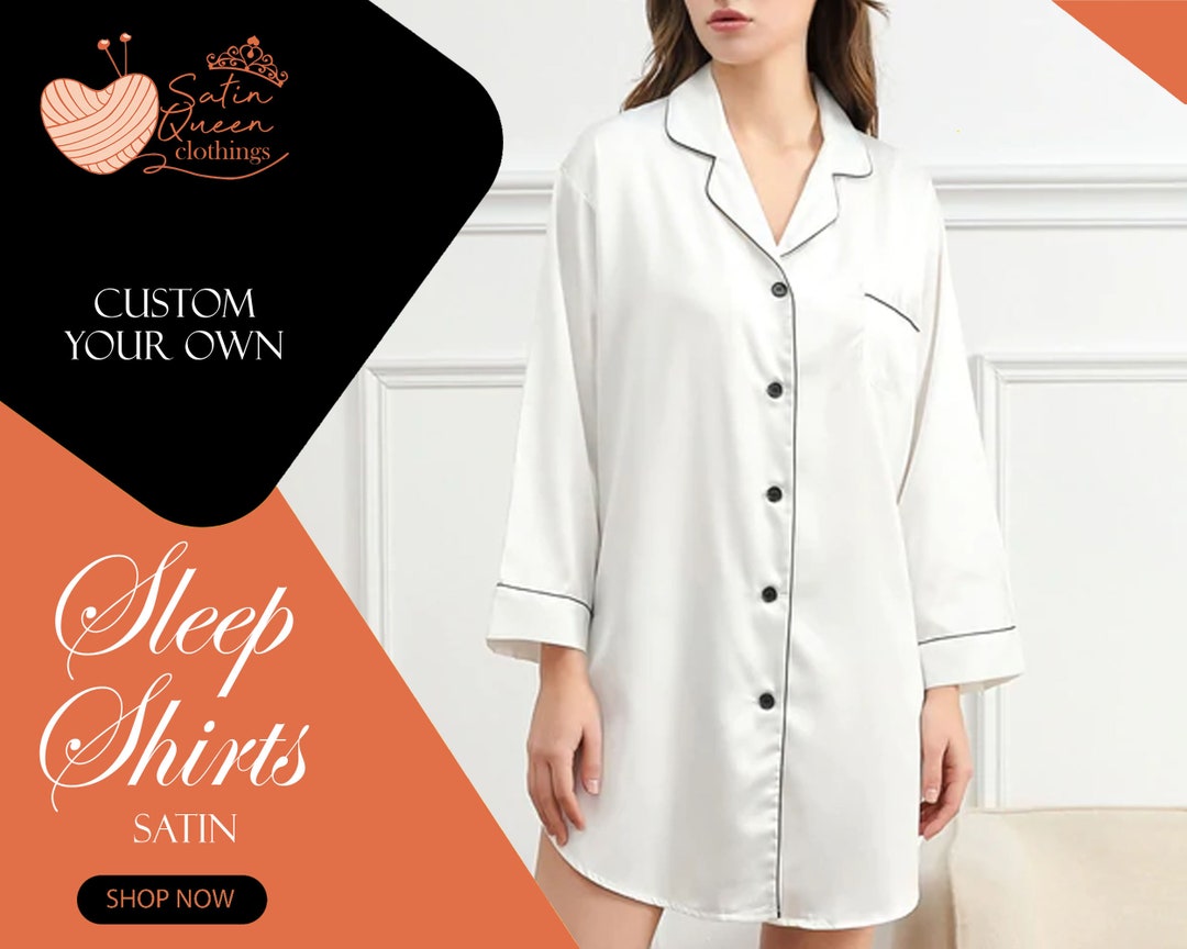 Customized Sleep Shirts Personalized Satin Sleep Shirt - Etsy