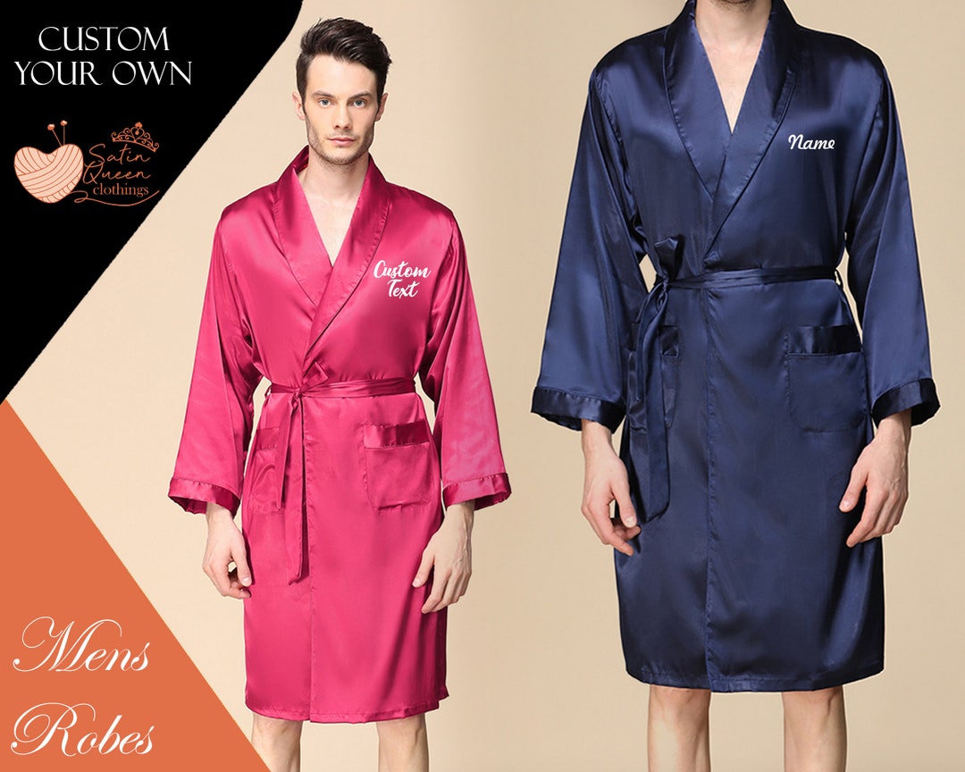 Custom Satin Mens Robes, Personalized Mens Robes, Gift for Him, Custom ...