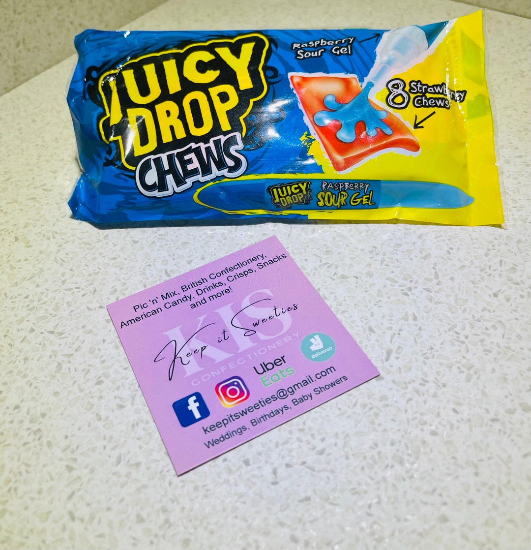 Bazooka Juicy Drop Strawberry Chews & Blue Raspberry Sour Gel Pen - Etsy