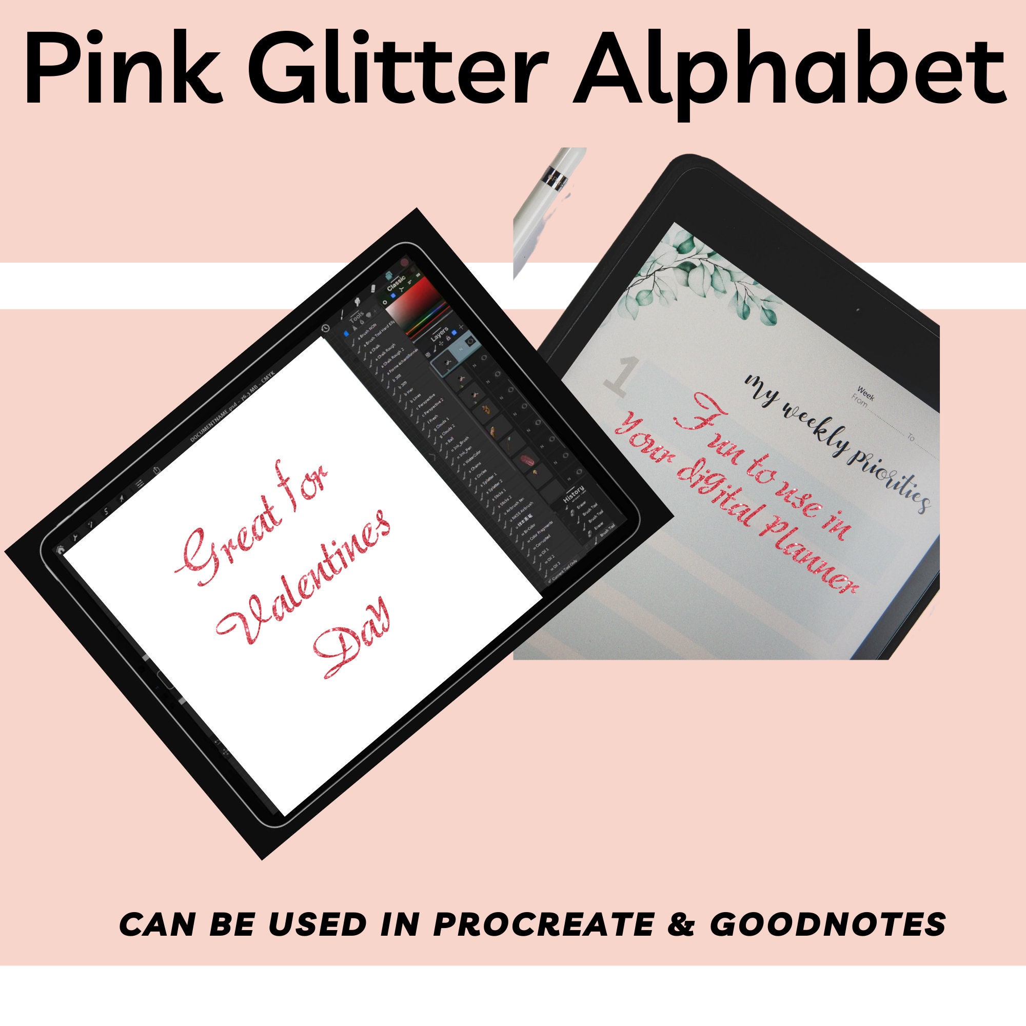 Pink Glitter Digital Alphabet Bundle, Alphabet Letters, Sublimation ...