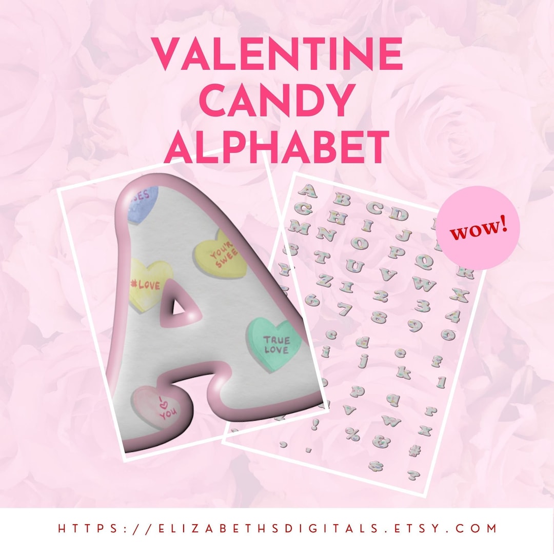 Valentine Candy Digital Alphabet Bundle, Alphabet Letters, Sublimation ...