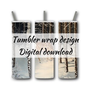 Serene Winter Scene With Young Deer - 20 Oz Tumbler Wrap Instant ...