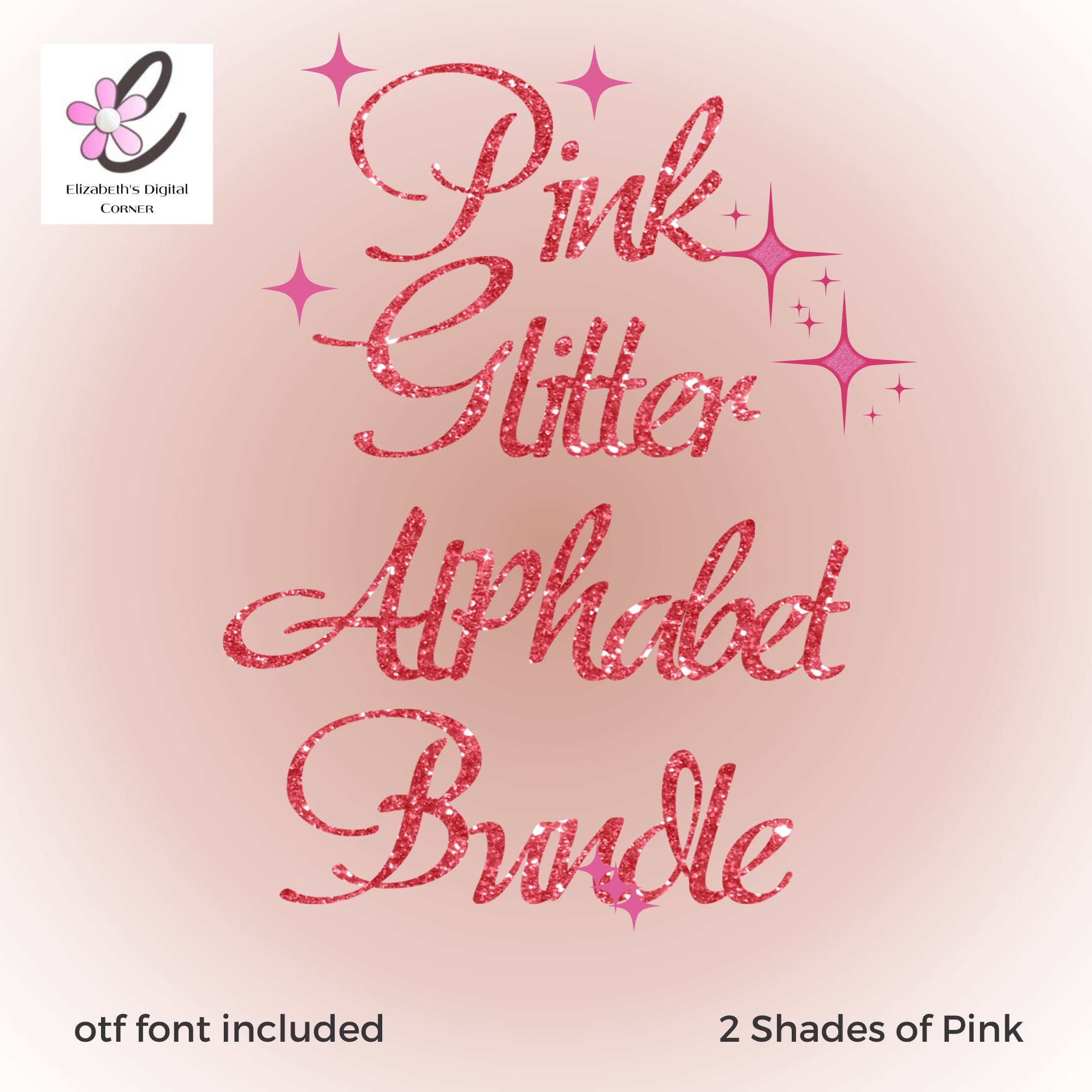 Pink Glitter Digital Alphabet Bundle, Alphabet Letters, Sublimation ...