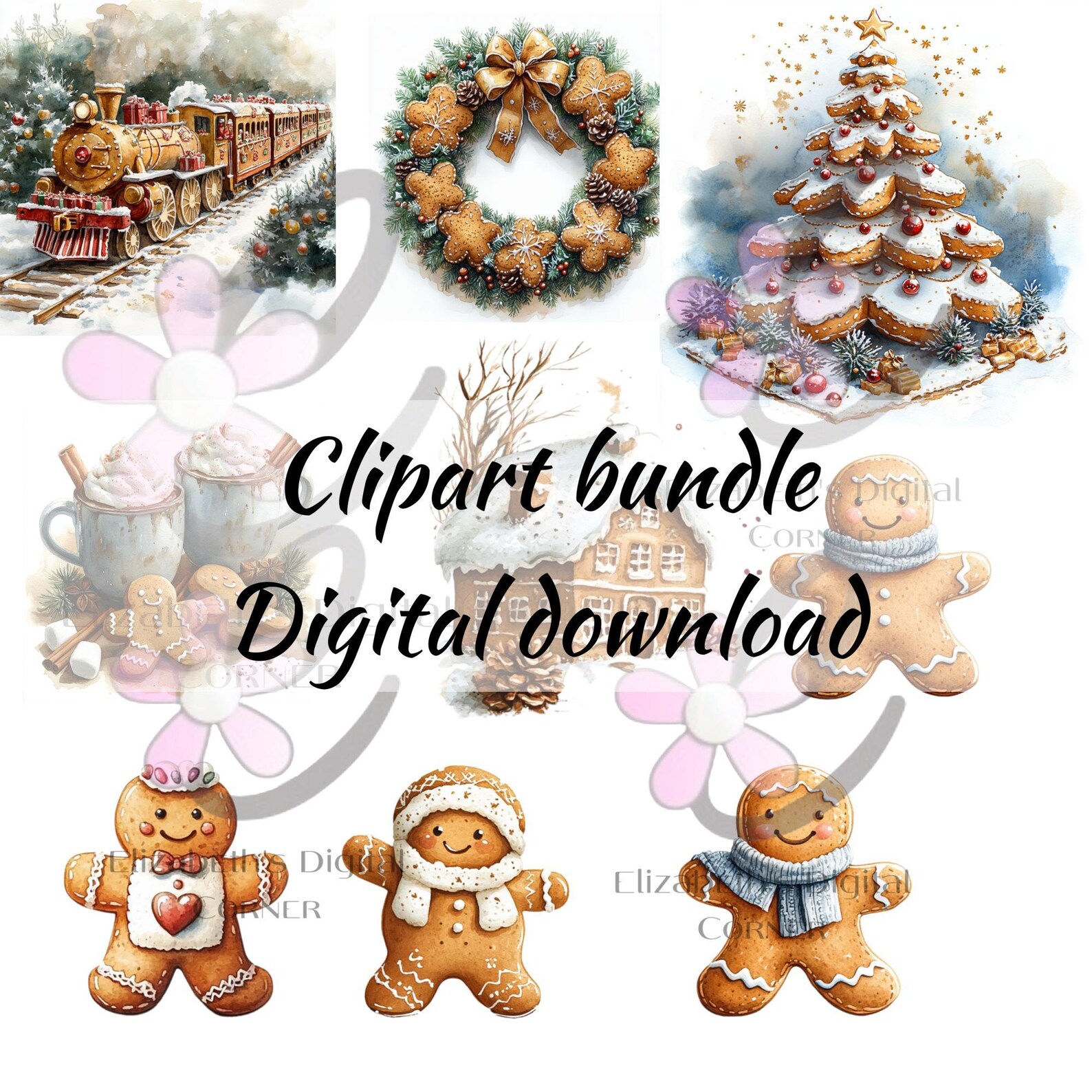 Whimsical Gingerbread Clipart Set for Instant Download - Perfect for ...