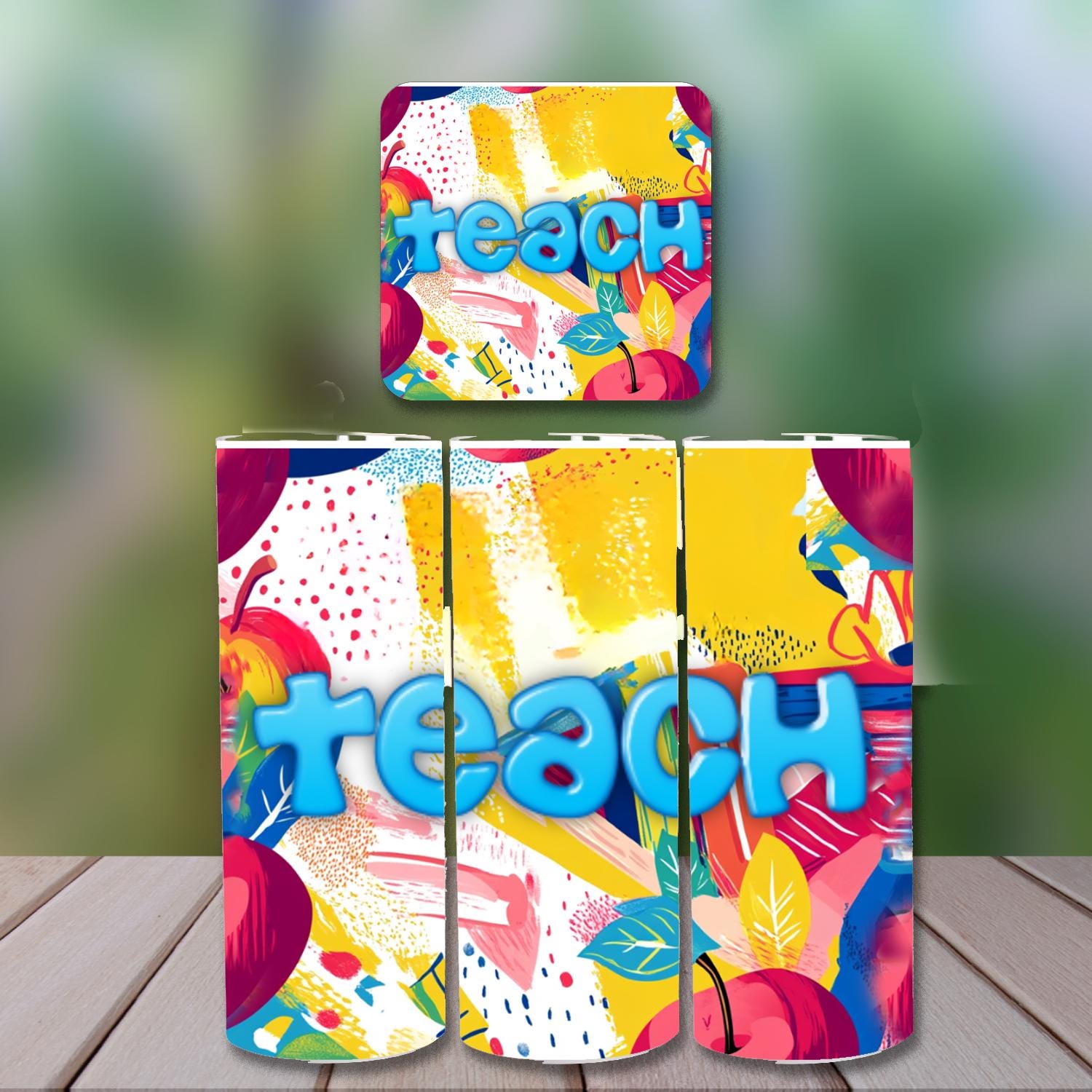 Teach Sublimation Mug Wrap Design Colorful Abstract Art for Instant ...