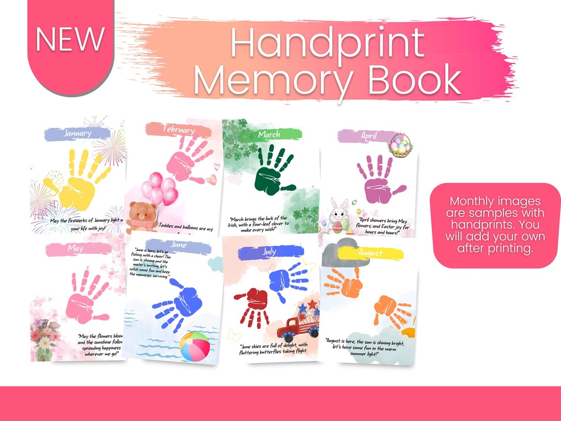 Handprint Memory Book Printable Handbook Craft Handprint - Etsy