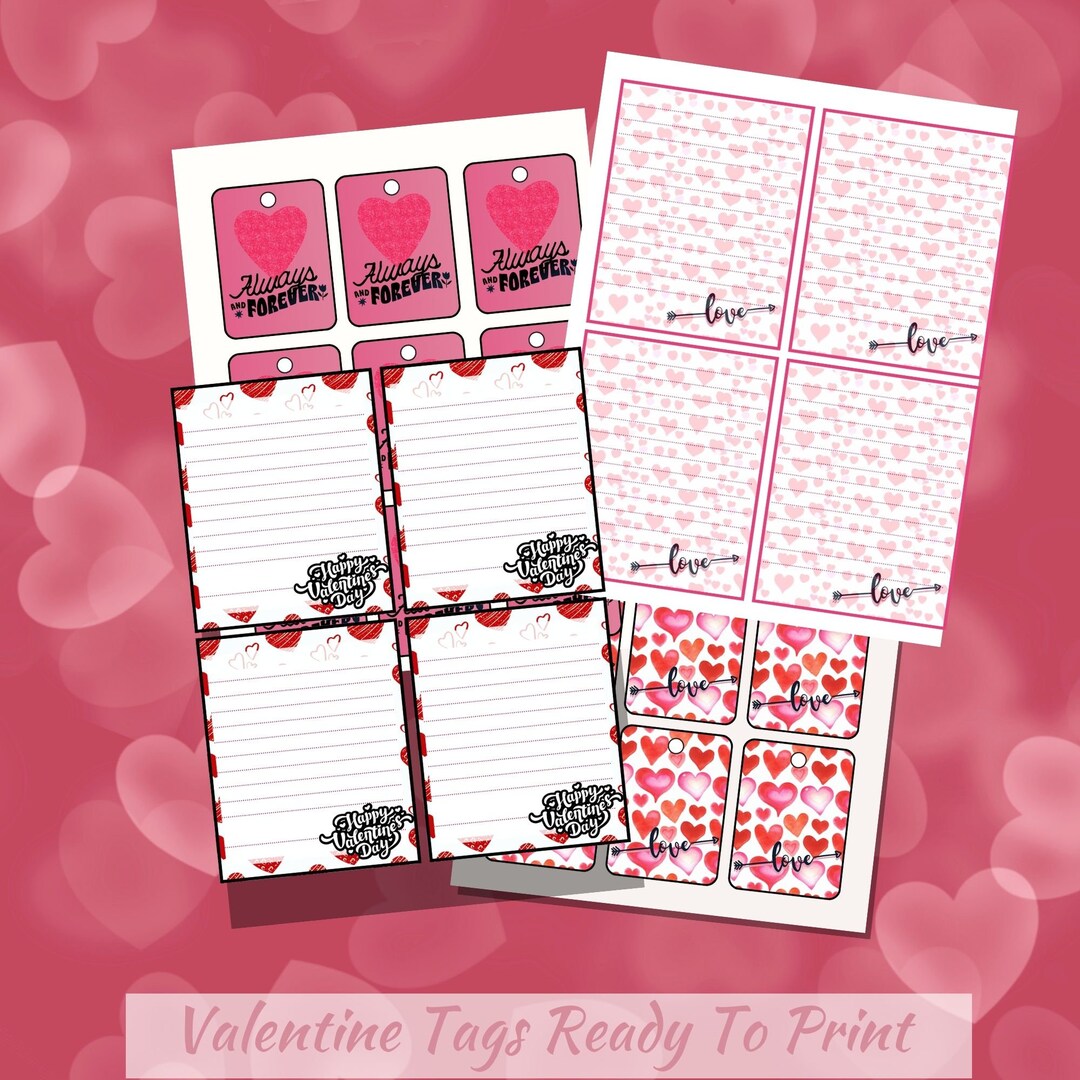 Valentine's Day Printable Gift Tags Handmade Gift Tags for Crafting A ...
