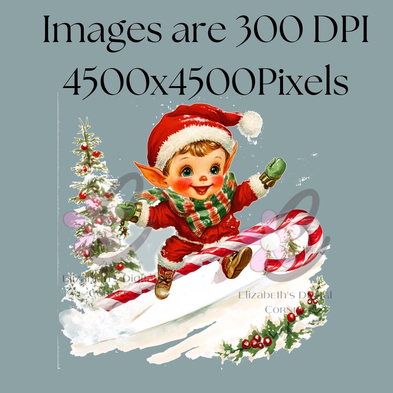 Charming Christmas Elf Clipart for Instant Download Sublimation Design ...