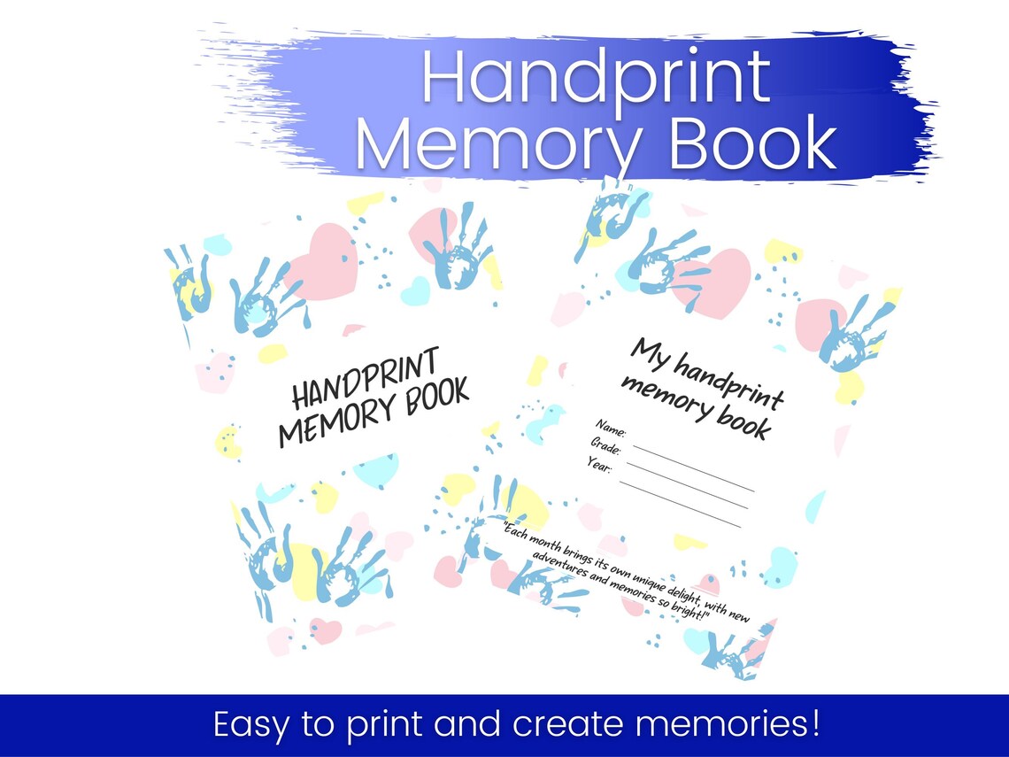 Handprint Memory Book Printable Handbook Craft Handprint - Etsy