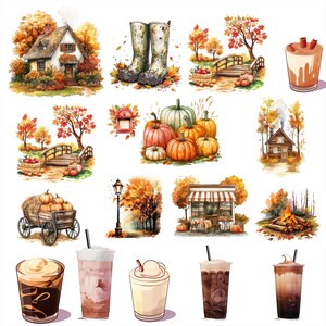 Autumn Fall Digital Art Bundle, Cozy Fall Vibes Clipart, Seasonal ...