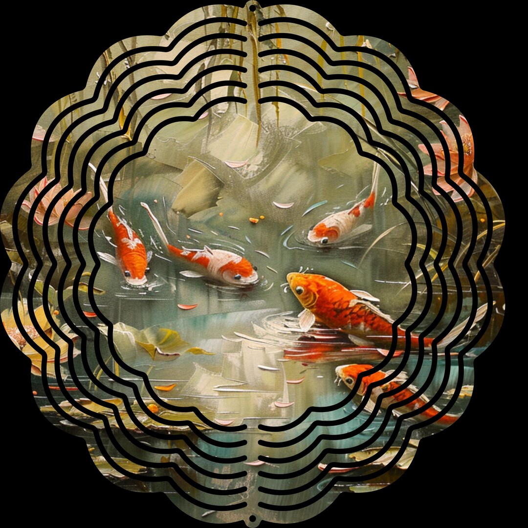 Koi Fish Pond Wind Spinner Png, Koi Pond Sublimation Design, Koi Fish ...