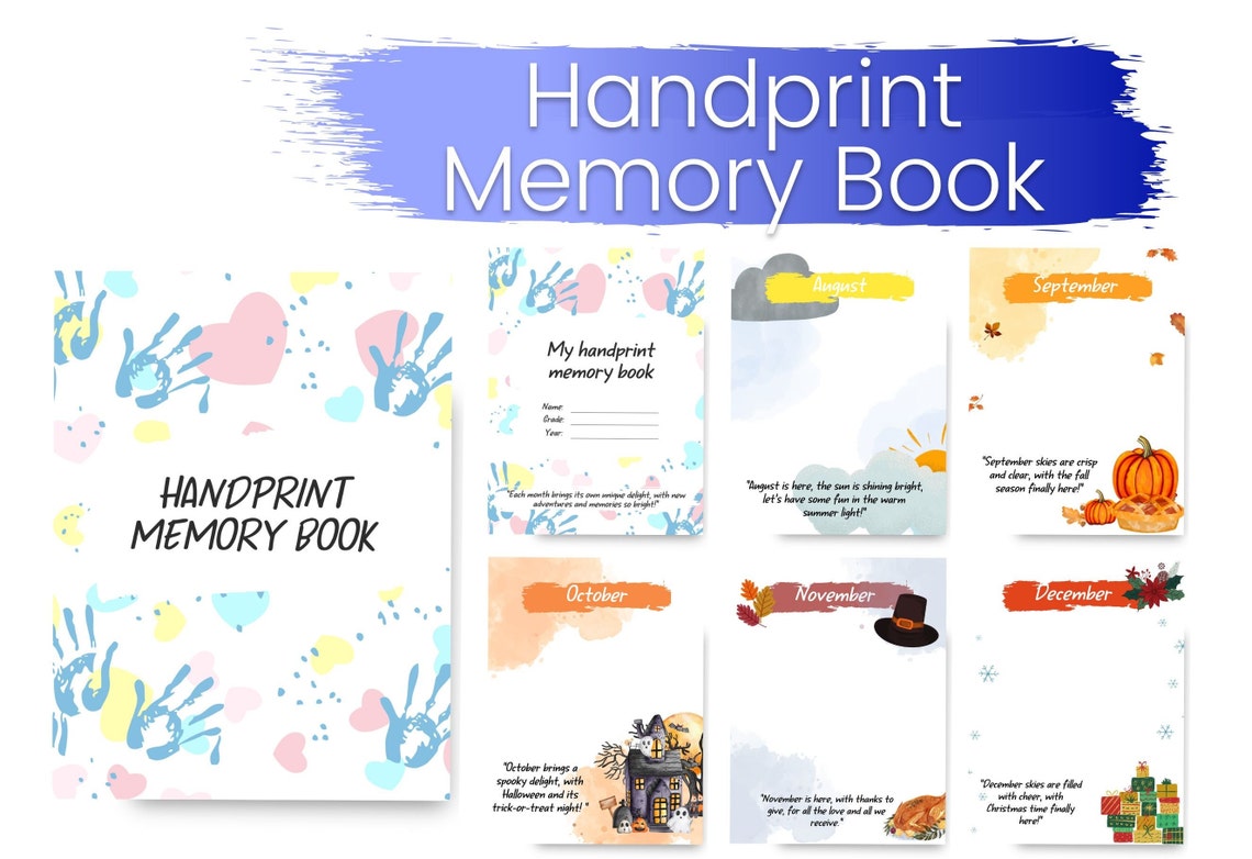 Handprint Memory Book Printable Handbook Craft Handprint - Etsy