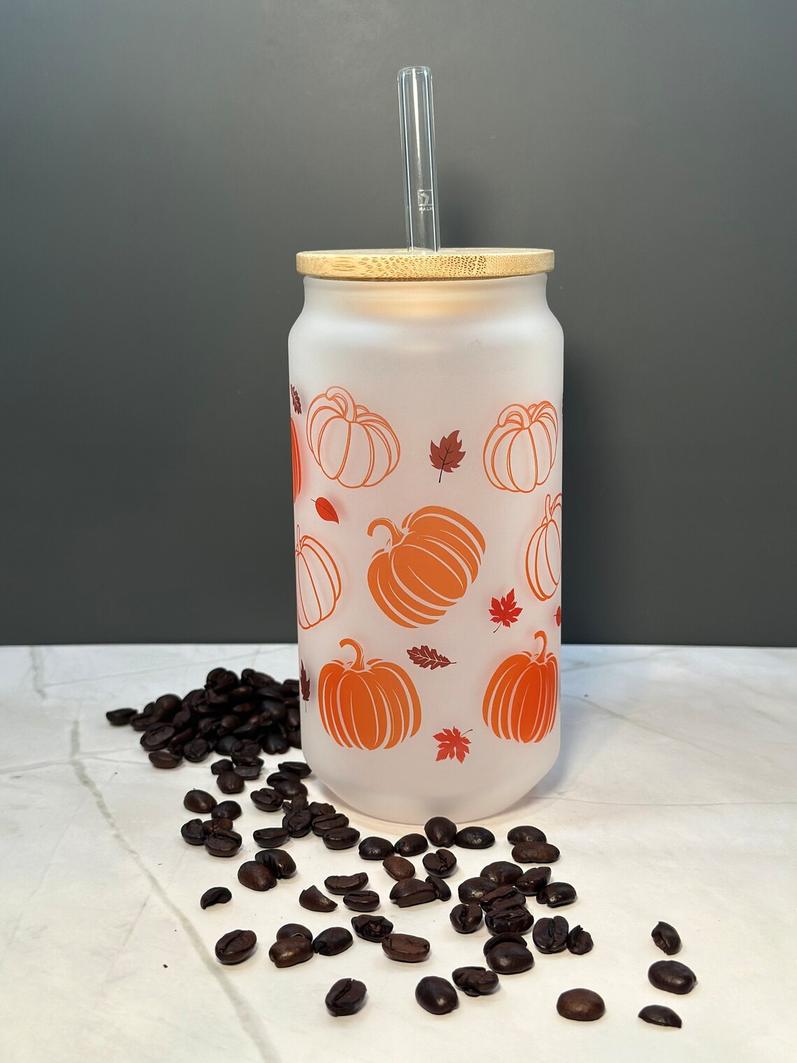 Pumpkin Iced Coffee Cup | Fall Iced Coffee Cup | Autumn Iced Coffee Cup ...