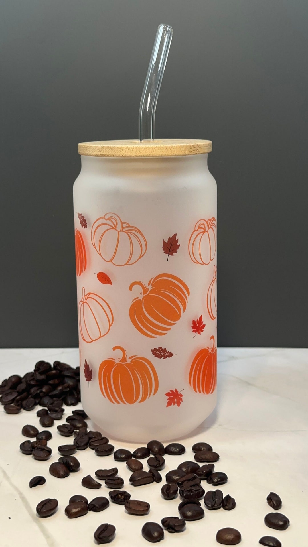 Pumpkin Iced Coffee Cup | Fall Iced Coffee Cup | Autumn Iced Coffee Cup ...