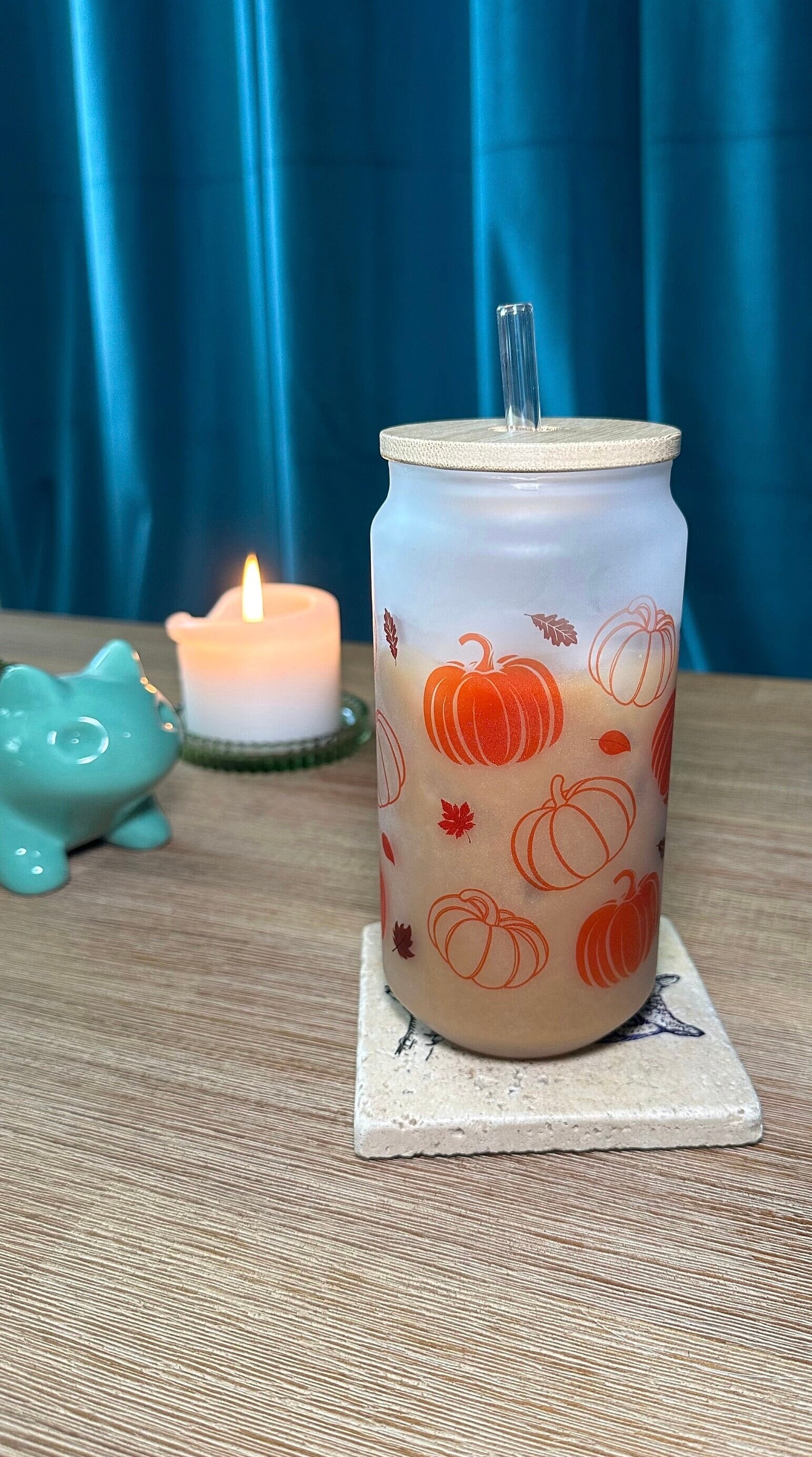 Pumpkin Iced Coffee Cup | Fall Iced Coffee Cup | Autumn Iced Coffee Cup ...