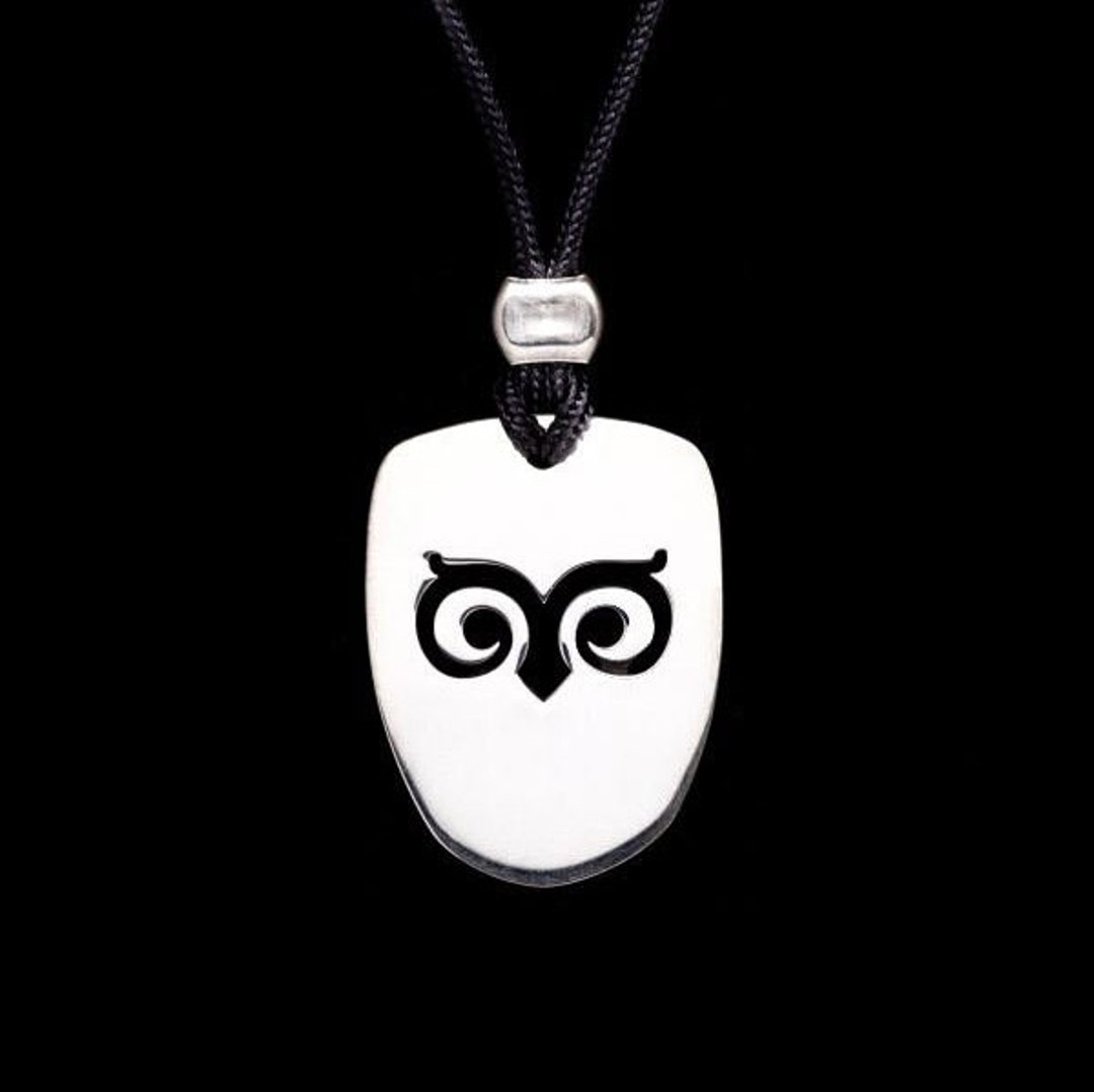 ATHENA Minerva Owl Silver Pendant With Cord Greek - Etsy