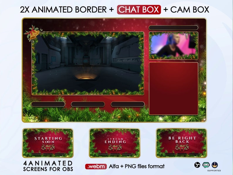 Christmas Theme Animated Twitch Overlay Package Twitch Screens ...