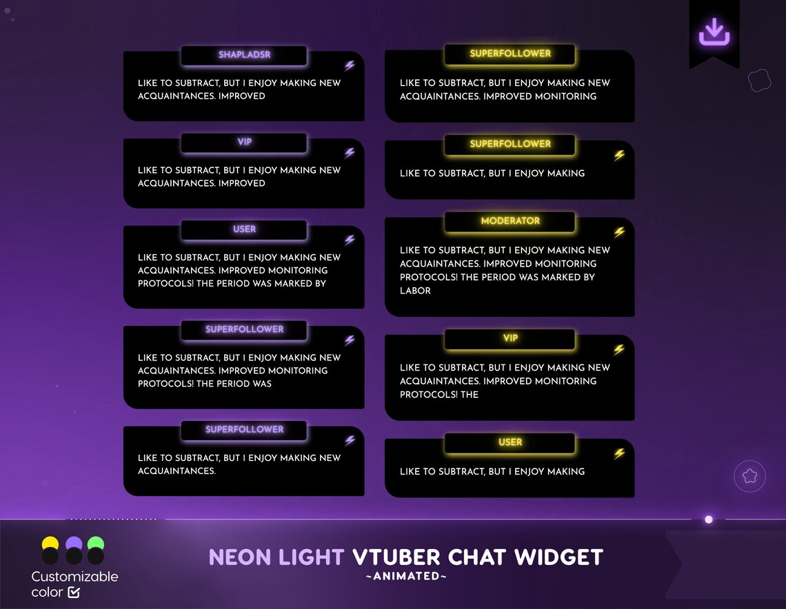 Purple Neon Light COD Twitch Chat Widget with Custom Colour Alert Icon ...