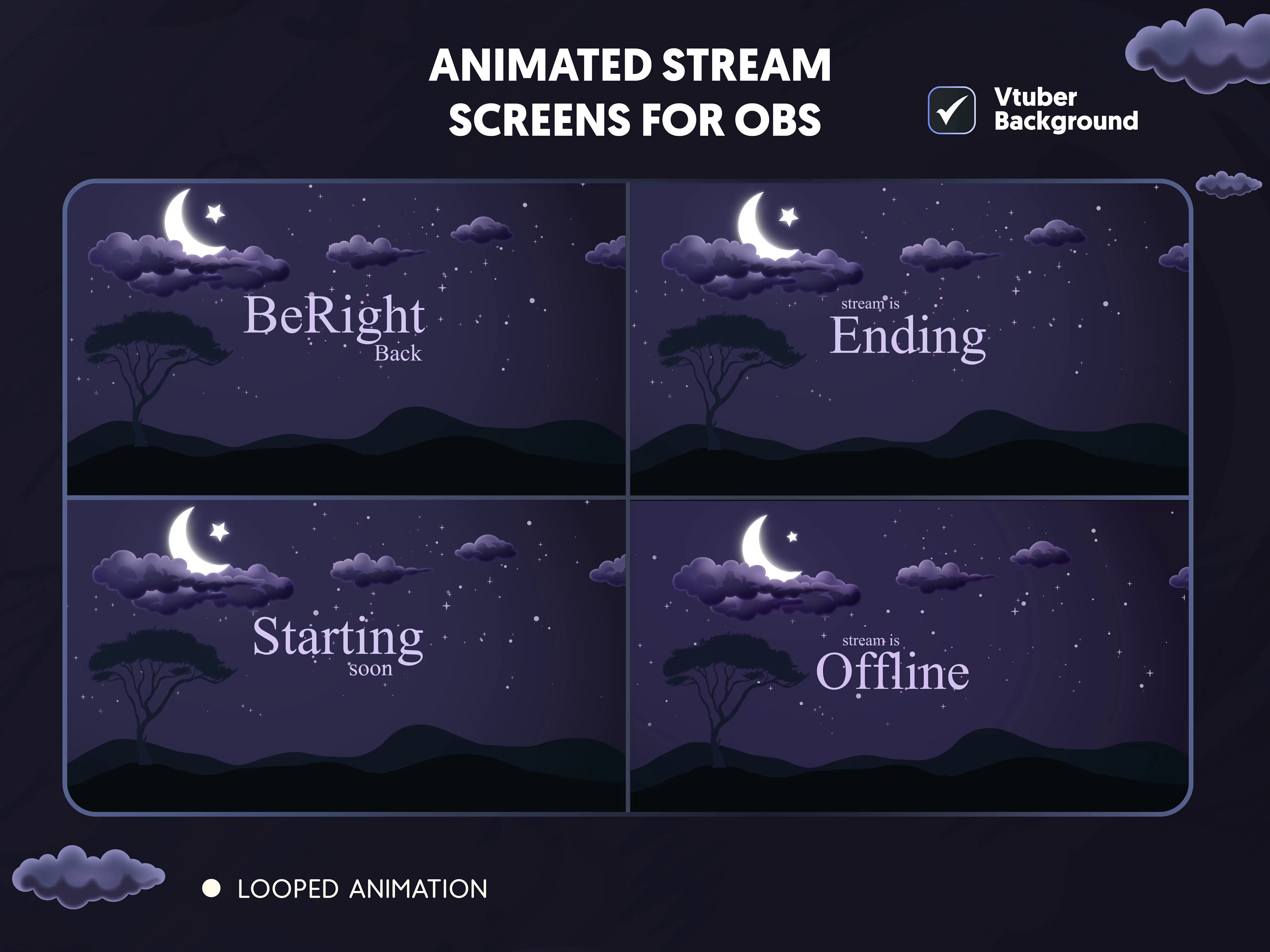 Atmosphere Animated Stream Package/galaxy Moon/twitch Set/panel/stinger ...