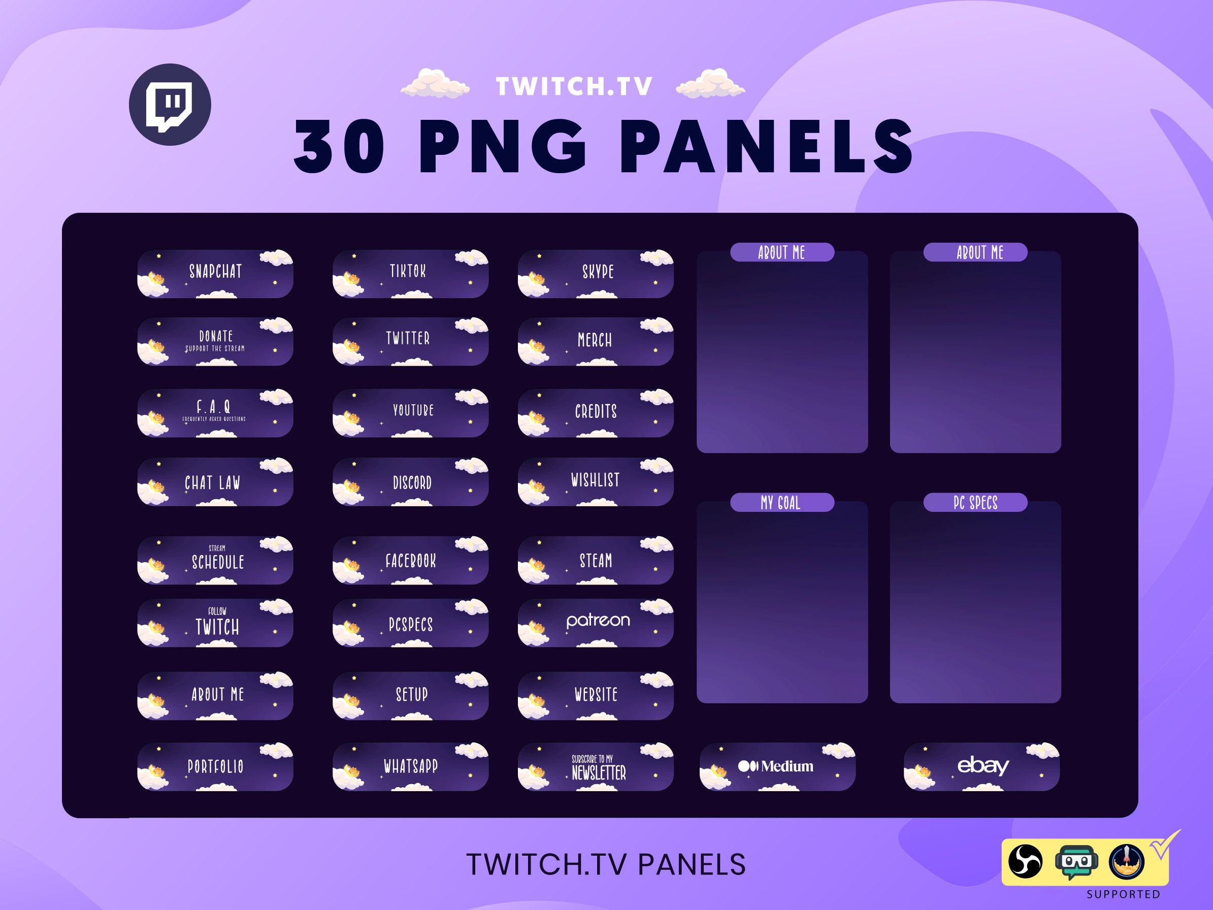 Animated Scene moon Kitten Stream Overlay Twitch Youtube Cat Kitty ...