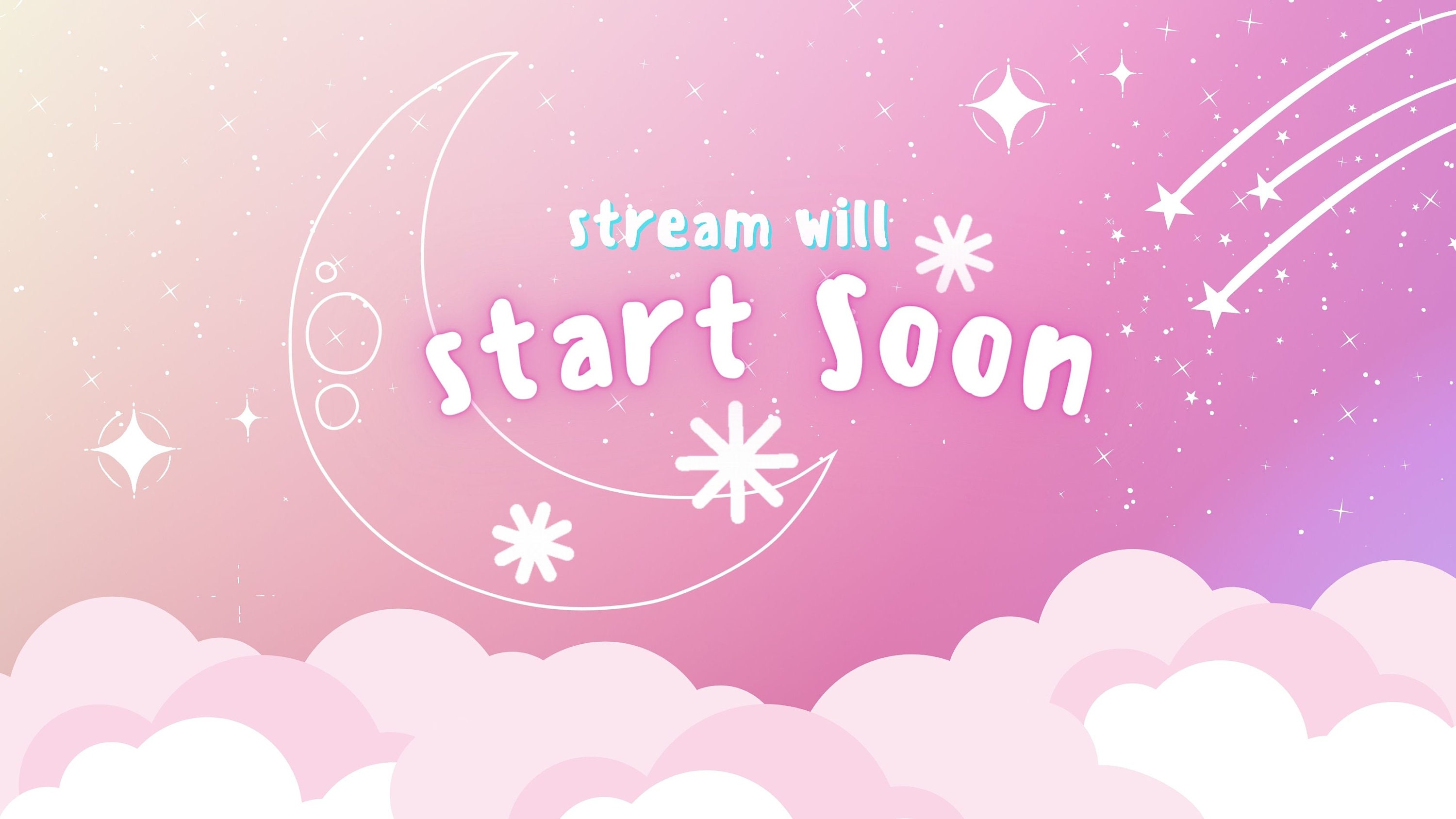 Cute Moon Aesthetic Cloud Animated Twitch Screens Cute Cat Pink Theme ...