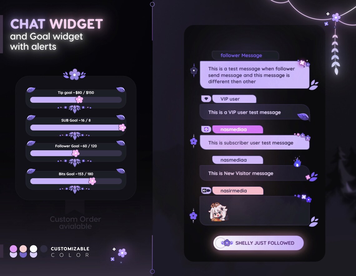Widget de chat de otoño de Twitch con color personalizado widget de ...