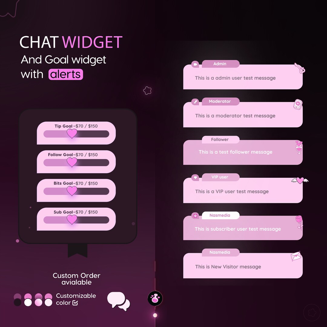 Valentine Love Fill Twitch Chat Widget with Custom Colour Goal Widget ...