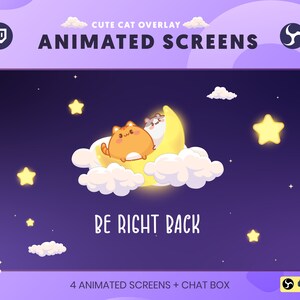 Animated Scene moon Kitten Stream Overlay Twitch Youtube Cat Kitty ...