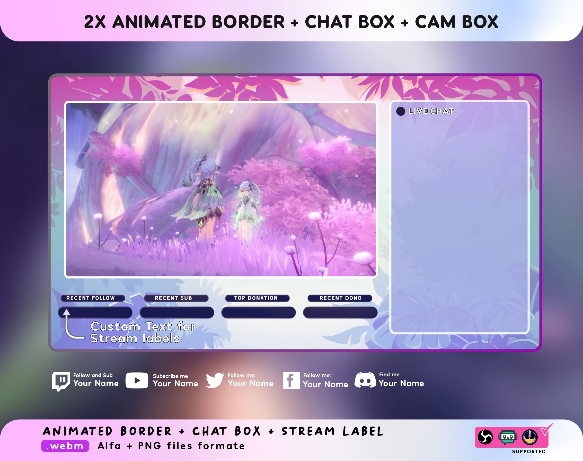 Aesthetic Animated Twitch Overlay Genshin Impact Overlay Twitch Panels ...