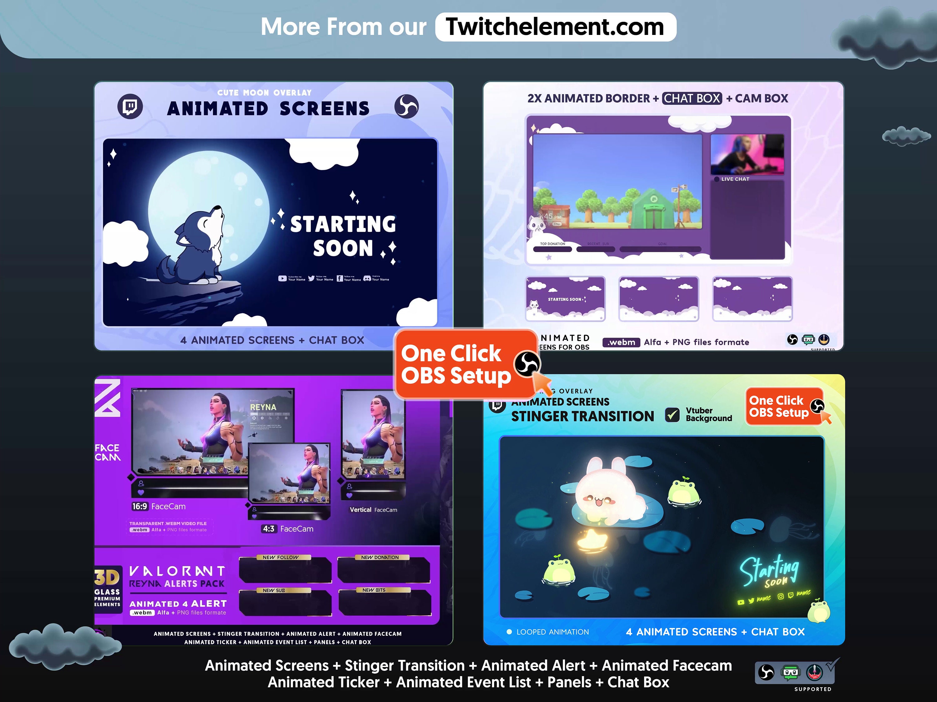 Atmosphere Animated Stream Package/galaxy Moon/twitch Set/panel/stinger ...